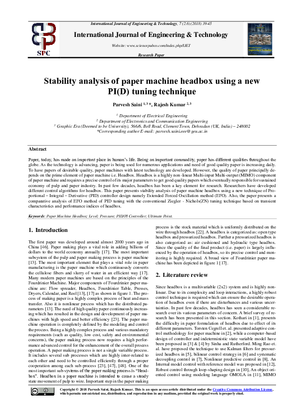 (PDF) Stability analysis of paper machine headbox using a new PI(D) tuning technique