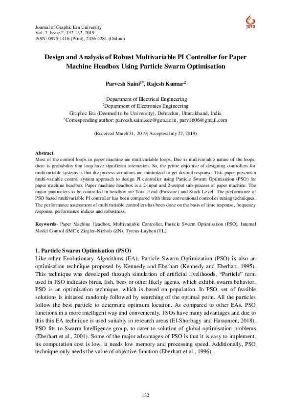 (PDF) Design and Analysis of Robust Multivariable PI Controller for Paper Machine Headbox Using ...
