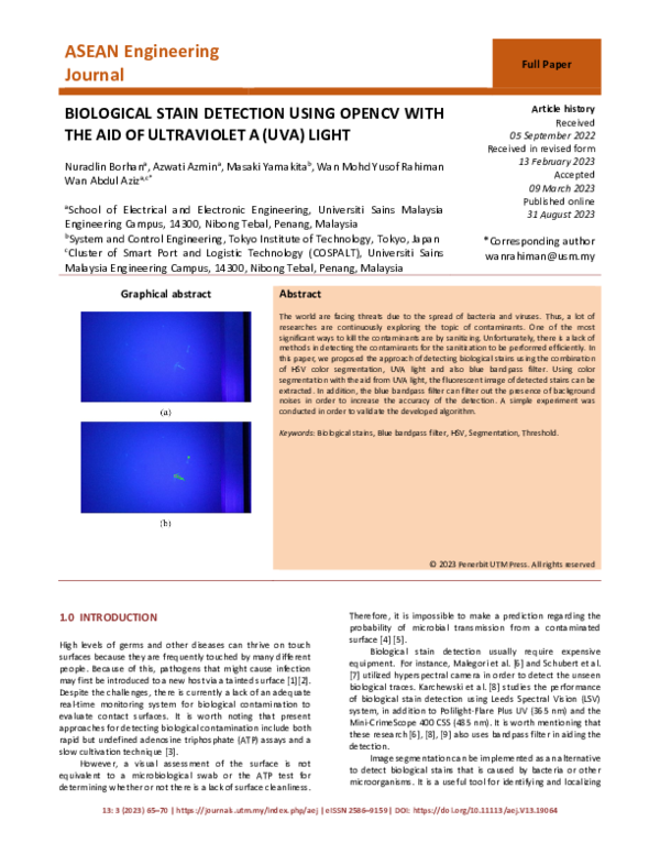 (PDF) Biological Stain Detection Using Opencv with the Aid of ...