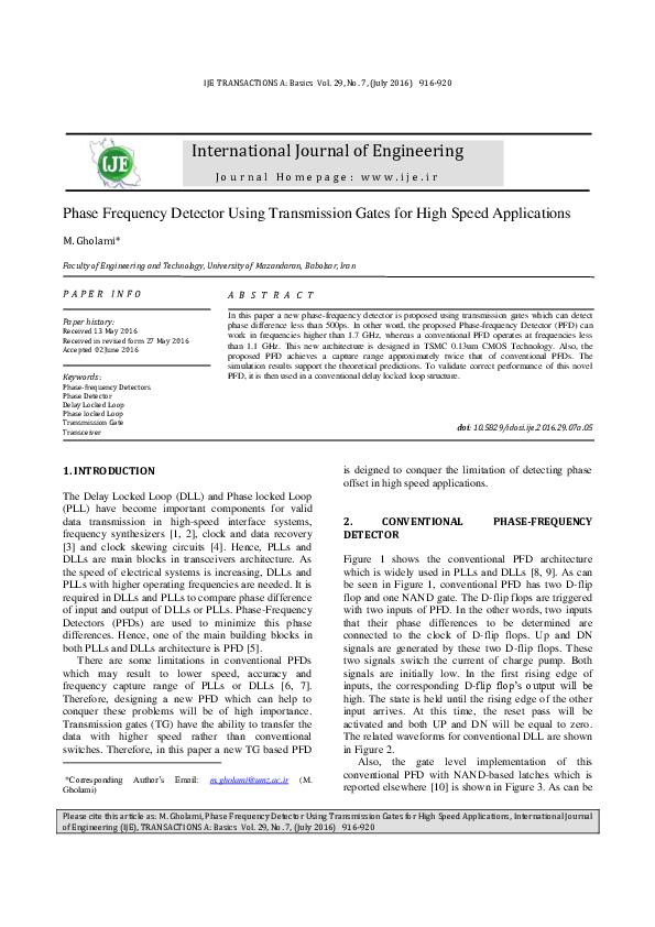 (PDF) Phase Frequency Detector Using Transmission Gates for High Speed ...