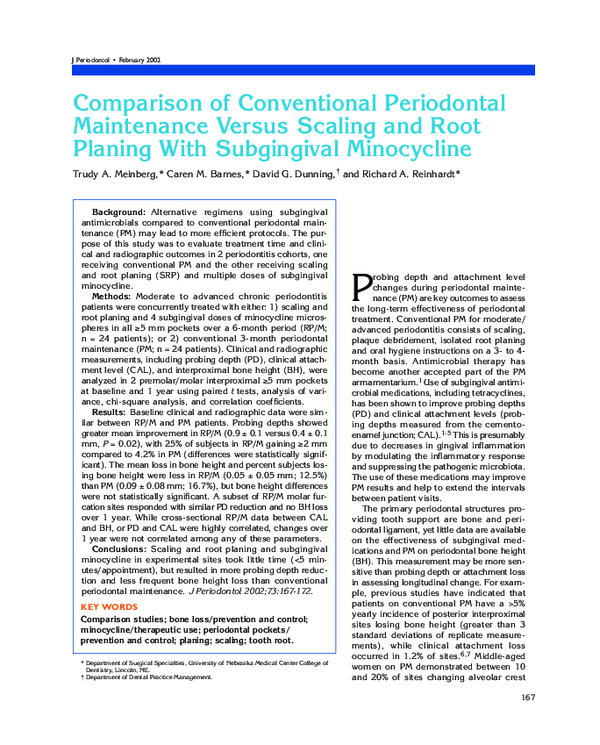 (PDF) Comparison of Conventional Periodontal Maintenance Versus Scaling ...