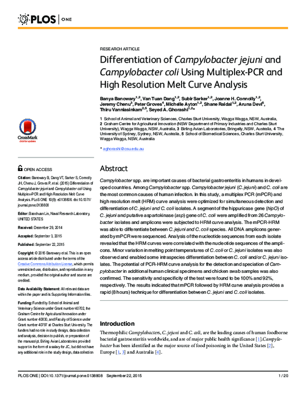(PDF) Differentiation of Campylobacter jejuni and Campylobacter coli Using Multiplex-PCR and ...