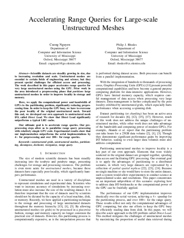 Pdf Accelerating Range Queries For Large Scale Unstructured Meshes 3098