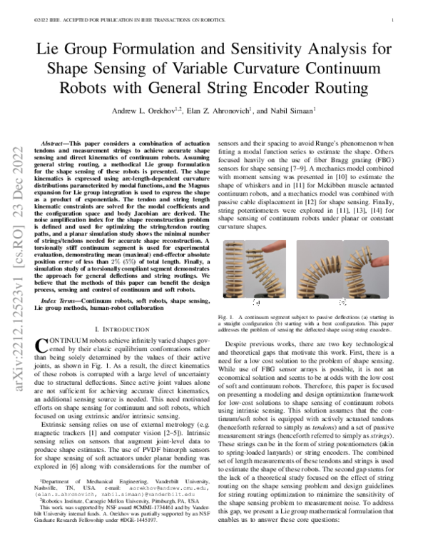 (PDF) Lie Group Formulation and Sensitivity Analysis for Shape Sensing of Variable Curvature ...