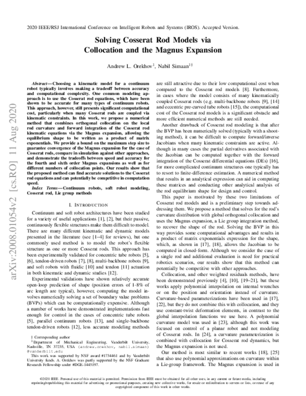 Pdf Solving Cosserat Rod Models Via Collocation And The Magnus Expansion