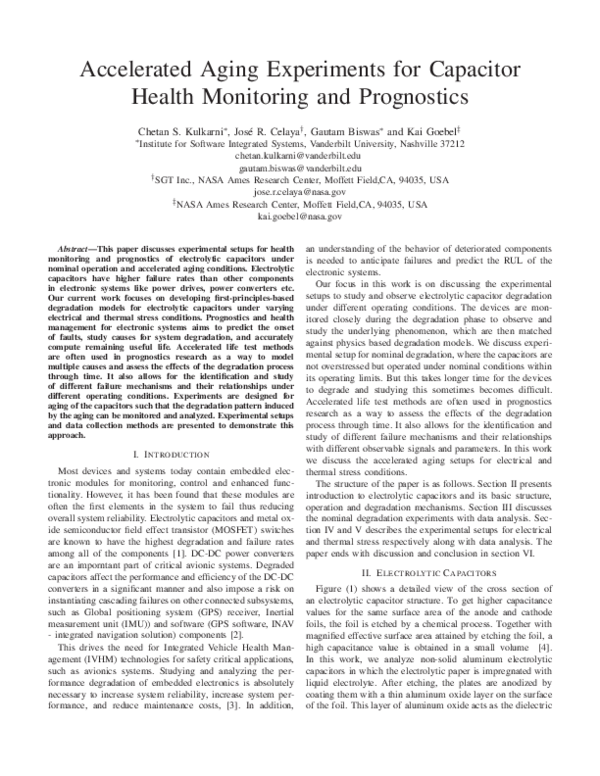 (PDF) Accelerated aging experiments for capacitor health monitoring and ...