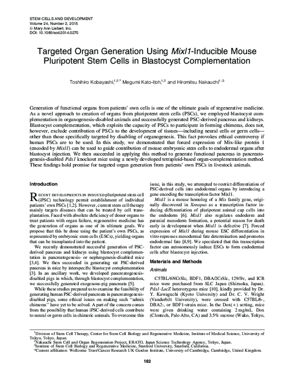 (PDF) Targeted Organ Generation UsingMixl1-Inducible Mouse Pluripotent ...