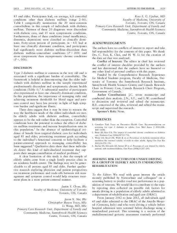 (PDF) Assessing Risk Factors for Unsafe Driving in a Group of Elderly ...