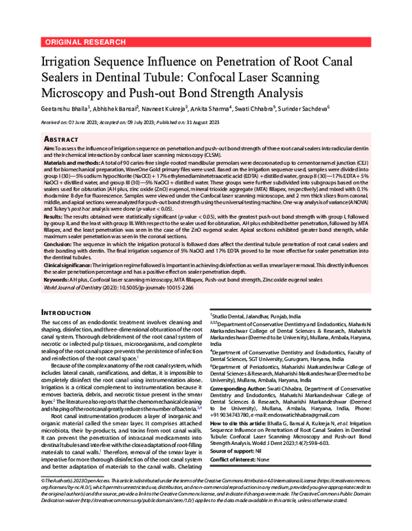(PDF) Irrigation Sequence Influence on Penetration of Root Canal Sealers in Dentinal Tubule ...