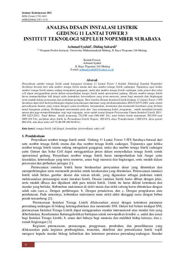 (PDF) Analisa Desain Instalasi Listrik Gedung 11 Lantai Tower 3 ...