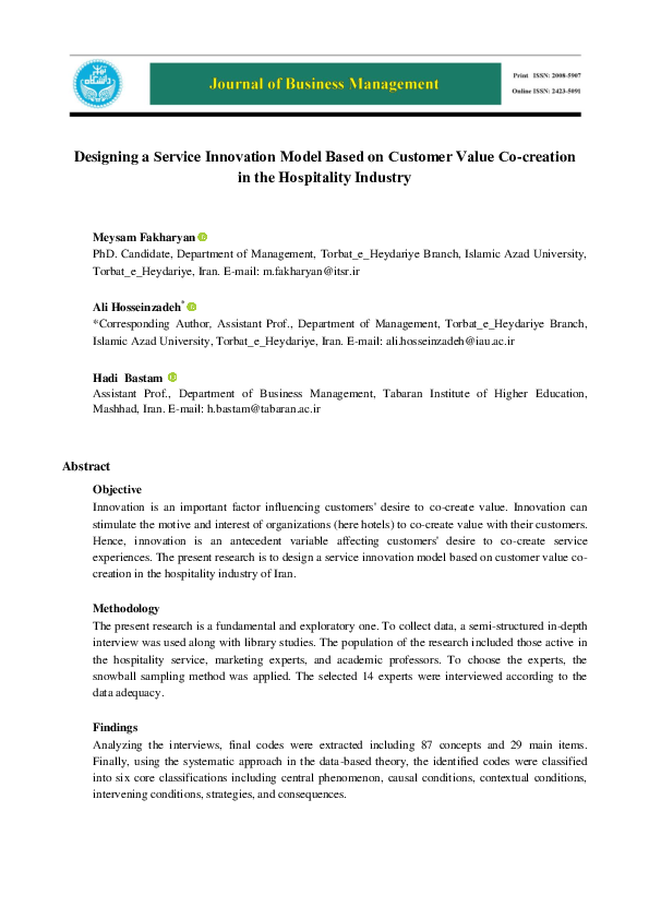 (PDF) Designing a Service Innovation Model Based on Customer Value Co ...