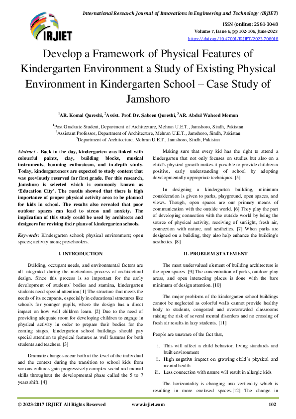 (PDF) Develop a Framework of Physical Features of Kindergarten ...