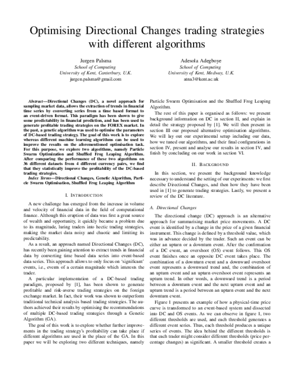 (PDF) Optimising Directional Changes trading strategies with different ...