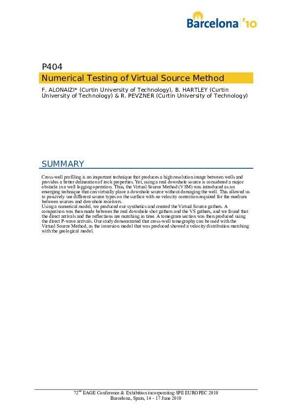 (PDF) Numerical Testing of Virtual Source Method
