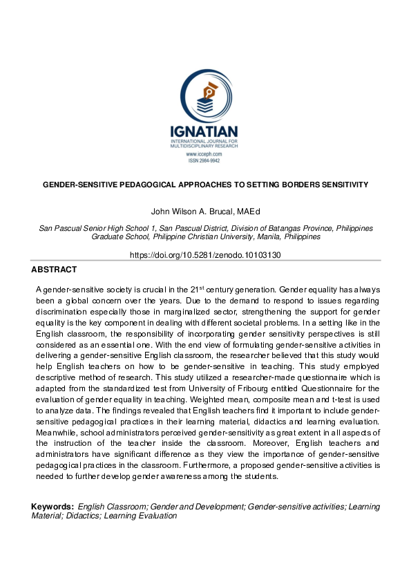 (PDF) GENDER-SENSITIVE PEDAGOGICAL APPROACHES TO SETTING BORDERS SENSITIVITY