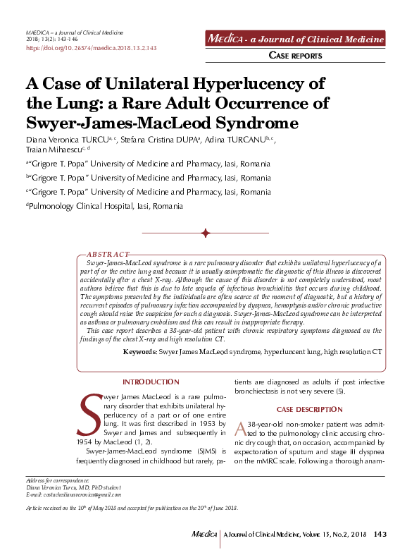(PDF) A Case of Unilateral Hyperlucency of the Lung: a Rare Adult ...