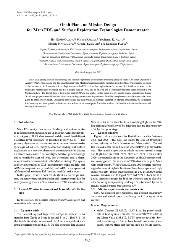 (PDF) Orbit Plan and Mission Design for Mars EDL and Surface ...