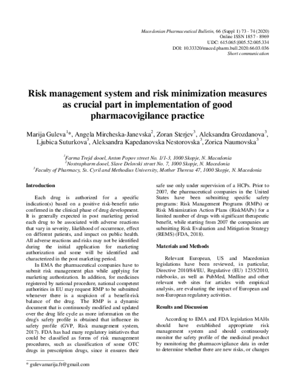 (PDF) Risk management system and risk minimization measures as crucial part in implementation of ...