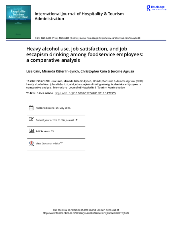 (PDF) Heavy alcohol use, job satisfaction, and job escapism drinking ...