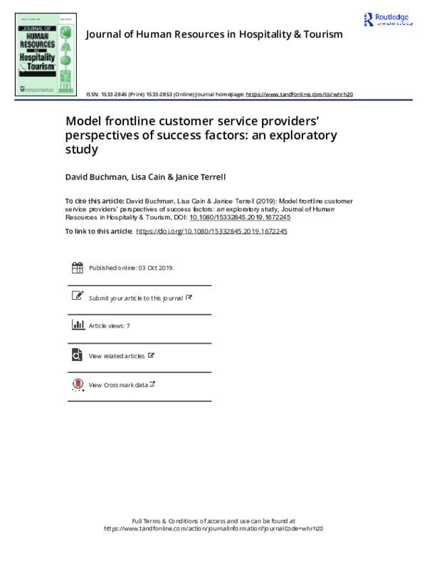 (PDF) Model frontline customer service providers’ perspectives of ...