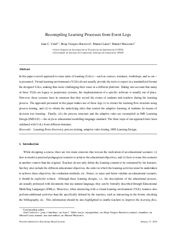 Pdf Recompiling Learning Processes From Event Logs