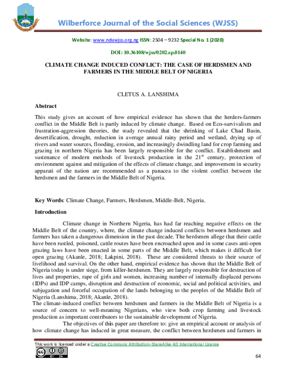 (PDF) Wilberforce Journal of the Social Sciences (WJSS