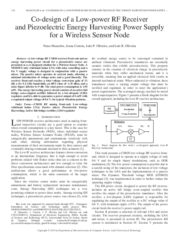 (PDF) Co-design of a Low-power RF Receiver and Piezoelectric Energy Harvesting Power Supply for ...