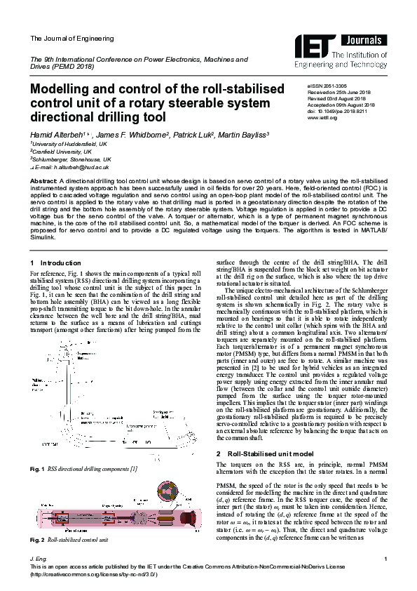 (PDF) Modelling and control of the roll‐stabilised control unit of a ...