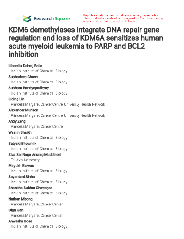 (PDF) KDM6 demethylases integrate DNA repair gene regulation and loss ...