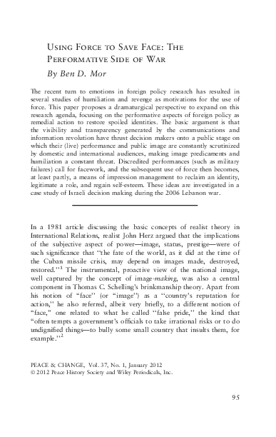(PDF) Using Force to Save Face: The Performative Side of War