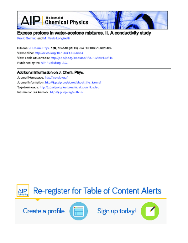 (PDF) Excess protons in water-acetone mixtures. II. A conductivity ...