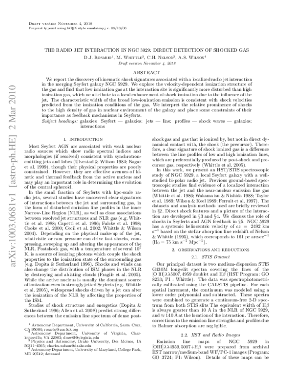 (PDF) The Radio Jet Interaction in NGC 5929: Direct Detection of ...