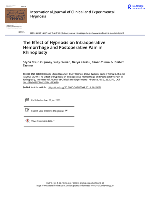 (PDF) The Effect of Hypnosis on Intraoperative Hemorrhage and ...