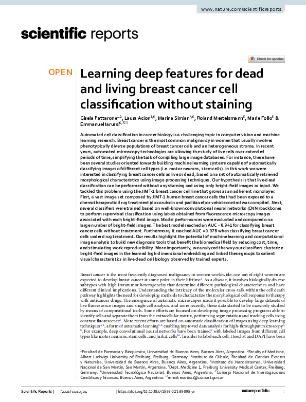 (PDF) Learning deep features for dead and living breast cancer cell classification without ...