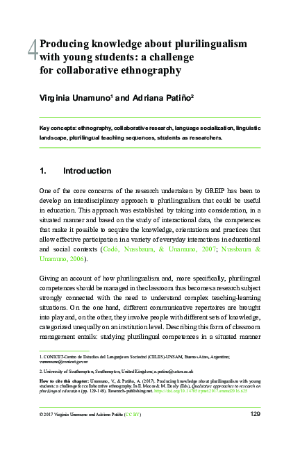(PDF) Producing knowledge about plurilingualism with young students: a challenge for ...