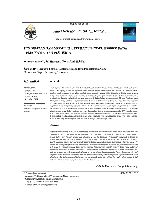 (PDF) Pengembangan Modul Ipa Terpadu Model Webbed Pada Tema Hama Dan ...
