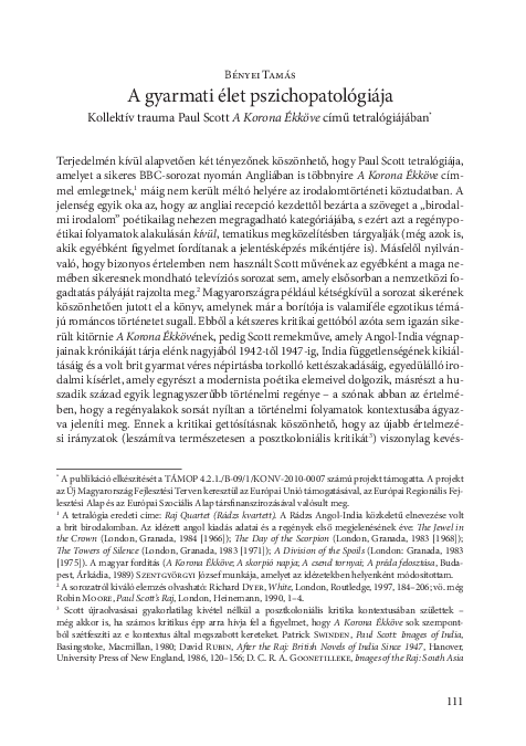(PDF) A gyarmati élet pszichopatológiája | Tamás Bényei - Academia.edu