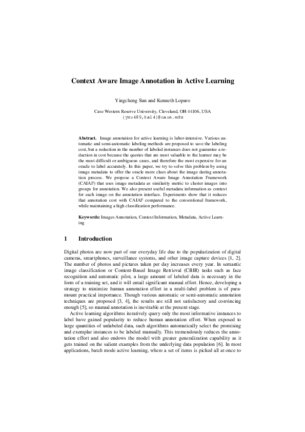 (PDF) Context Aware Image Annotation in Active Learning