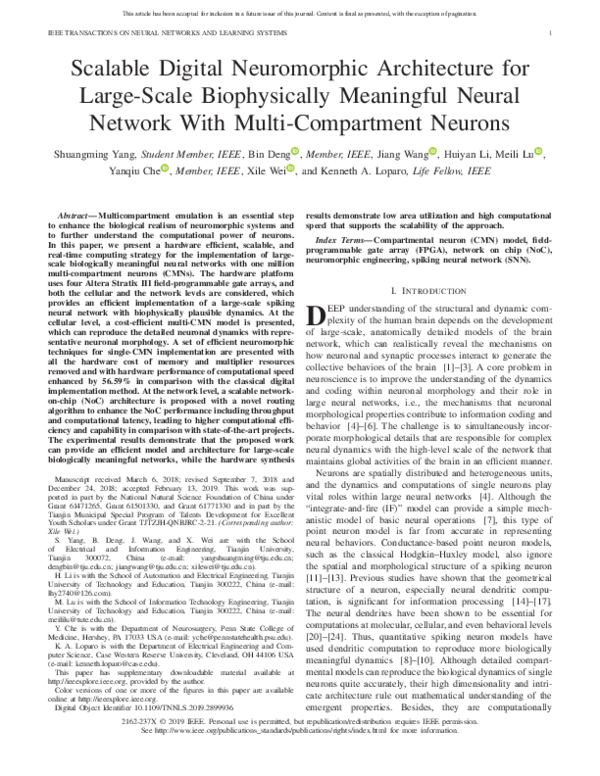 (PDF) Scalable Digital Neuromorphic Architecture for Large-Scale Biophysically Meaningful Neural ...