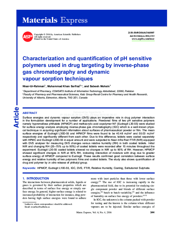 (PDF) Characterization and quantification of pH sensitive polymers used ...