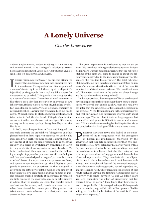 (PDF) A Lonely Universe