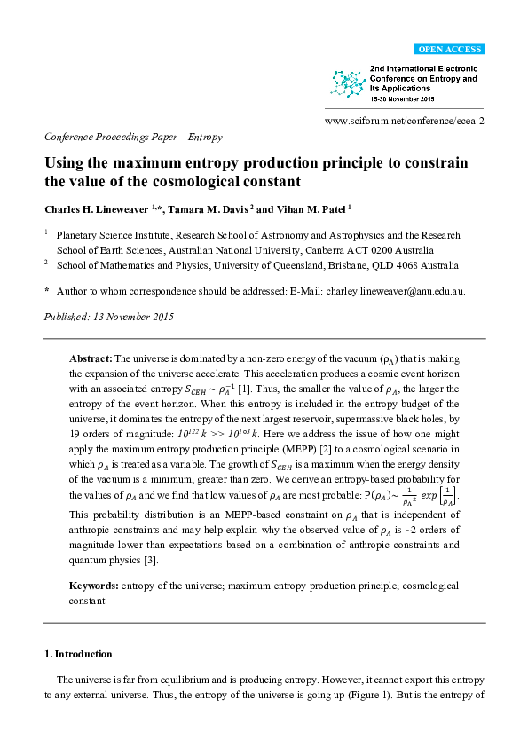 (PDF) Can we describe the evolution of the cosmic event horizon with the maximum entropy ...