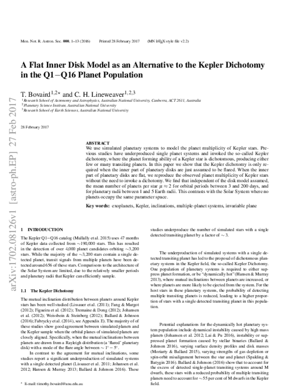 (PDF) A flat inner disc model as an alternative to the Kepler dichotomy ...