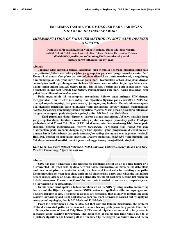 (PDF) Implementasi Metode Failover Pada Jaringan Software-Defined Network