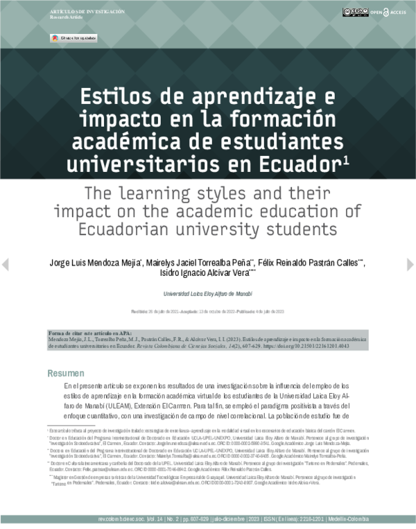 (PDF) The learning styles and their impact on the academic education of ...
