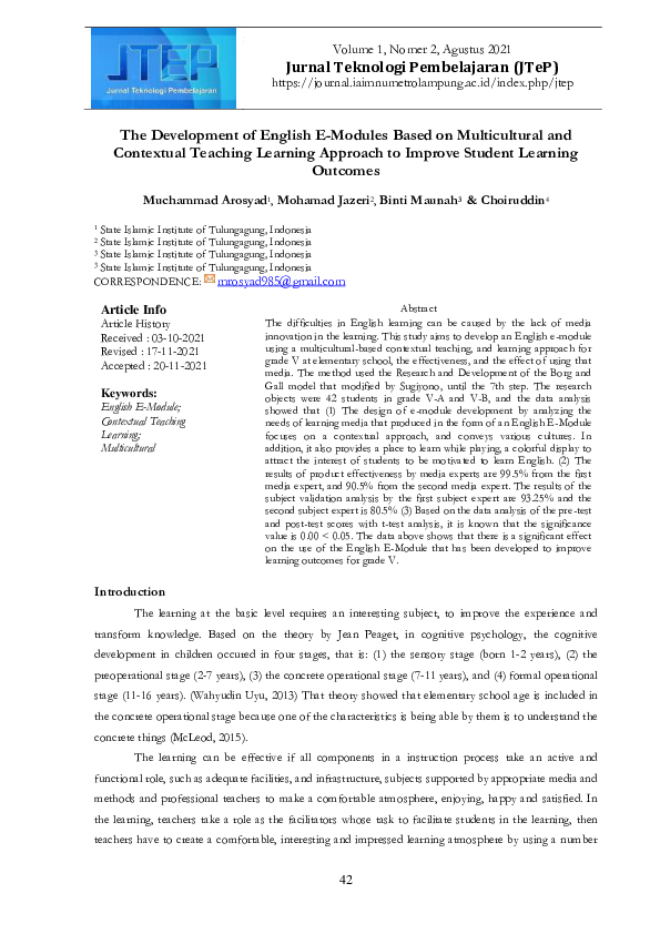 (PDF) The Development of English E-Modules Based on Multicultural and ...