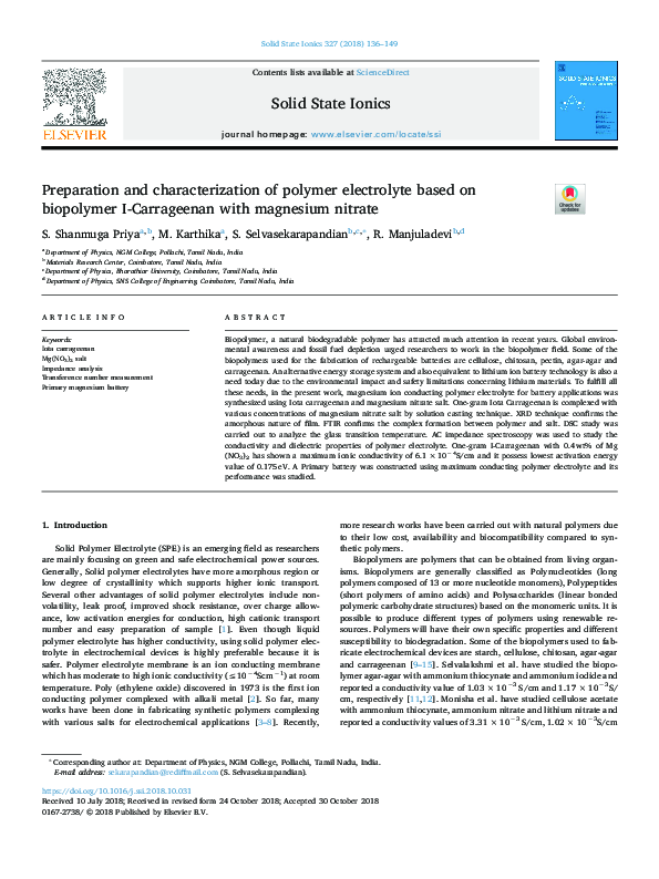 (PDF) Preparation and characterization of polymer electrolyte membrane from chloroacetate ...