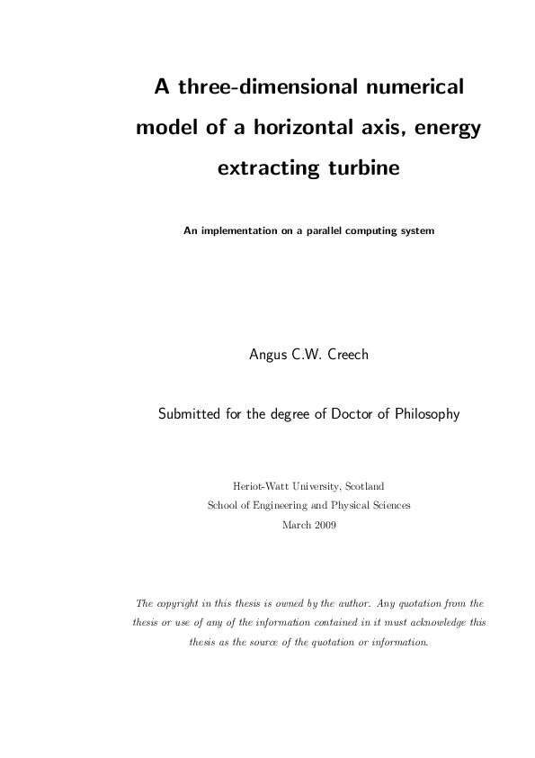 (PDF) 3D Model for Tidal Turbine Simulation