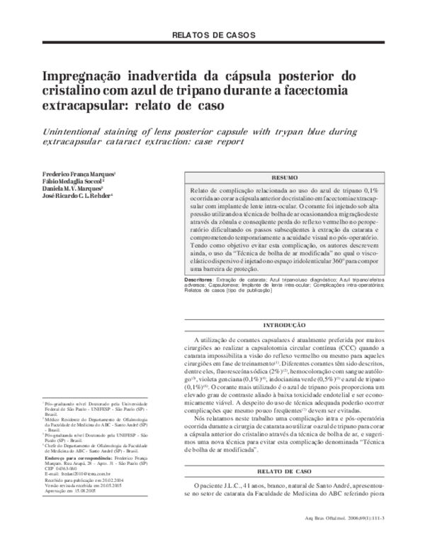 (PDF) [Unintentional staining of lens posterior capsule with trypan ...