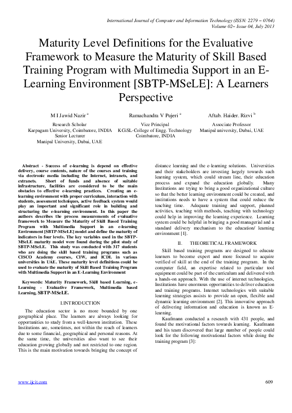 (PDF) Maturity Level Definitions for the Evaluative Framework to ...